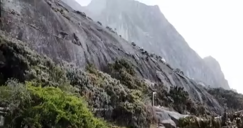 Climbers Witness Snowfall On Mount Kinabalu